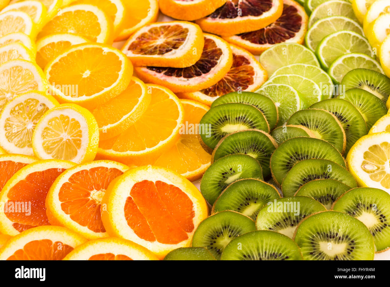 Variety of citrus fruit including lemons, lines, grapefruits and ...