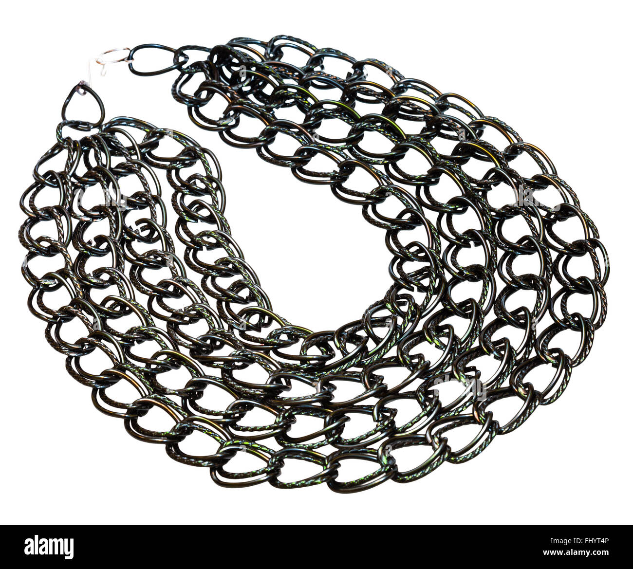 necklace from black chains isolated on white background Stock Photo - Alamy