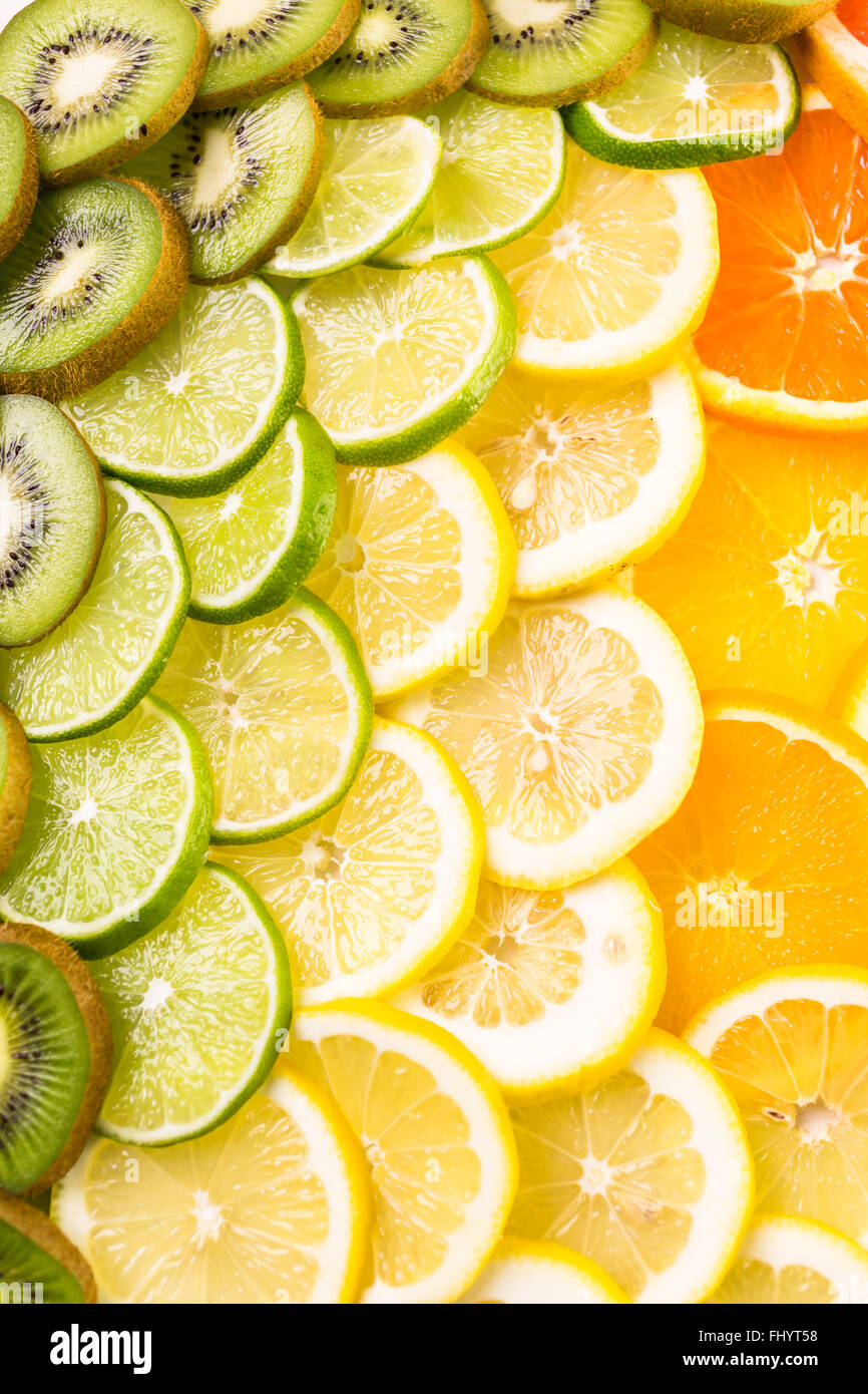 Variety of citrus fruit including lemons, lines, grapefruits and ...