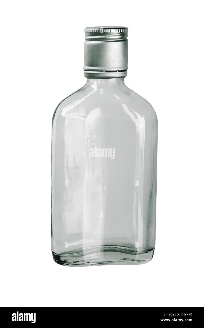 Empty Whiskey Bottle on White Background Stock Photo - Alamy