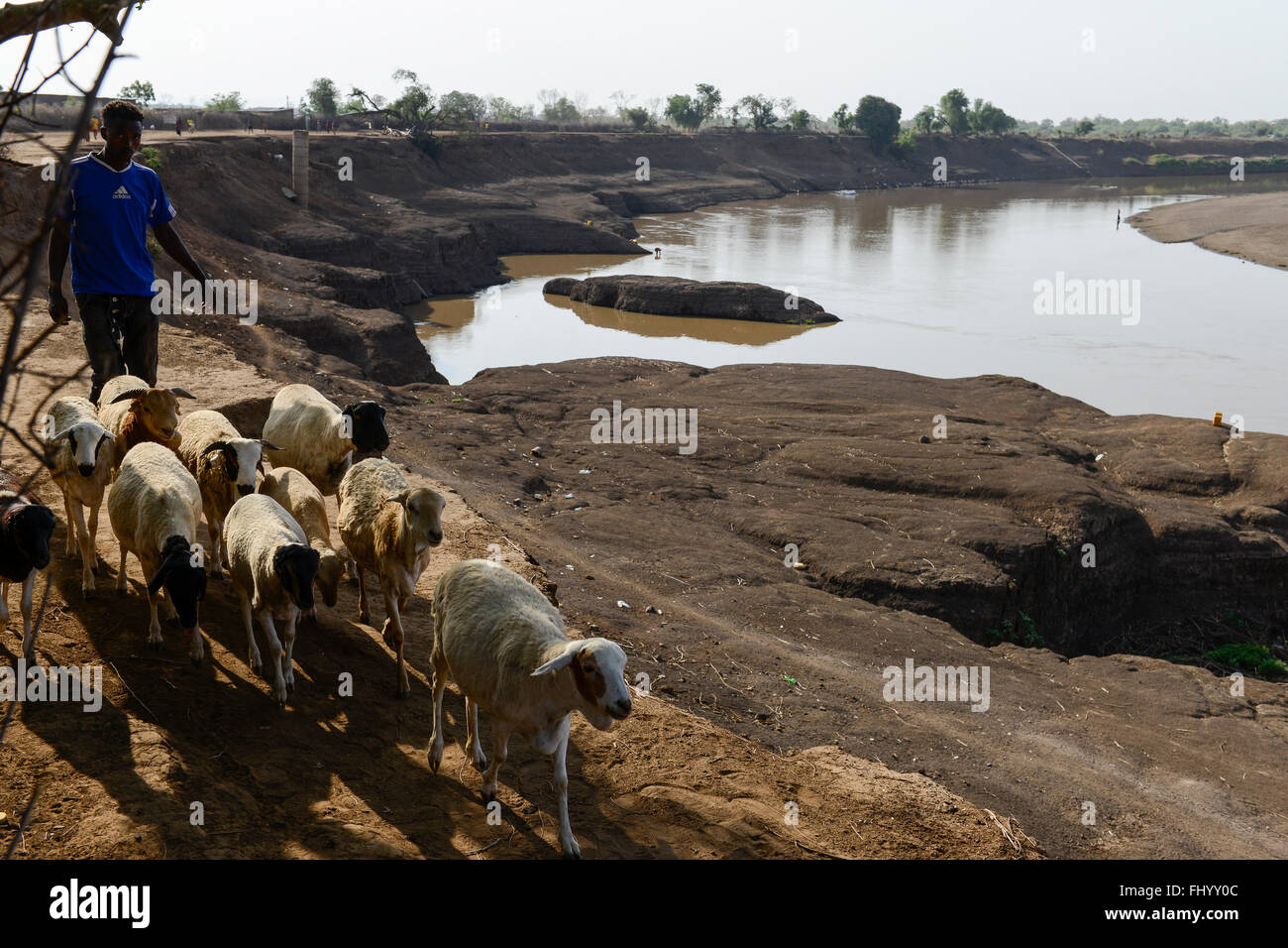 ETHIOPIA, Southern Nations, Lower Omo valley, Omo river at town ...