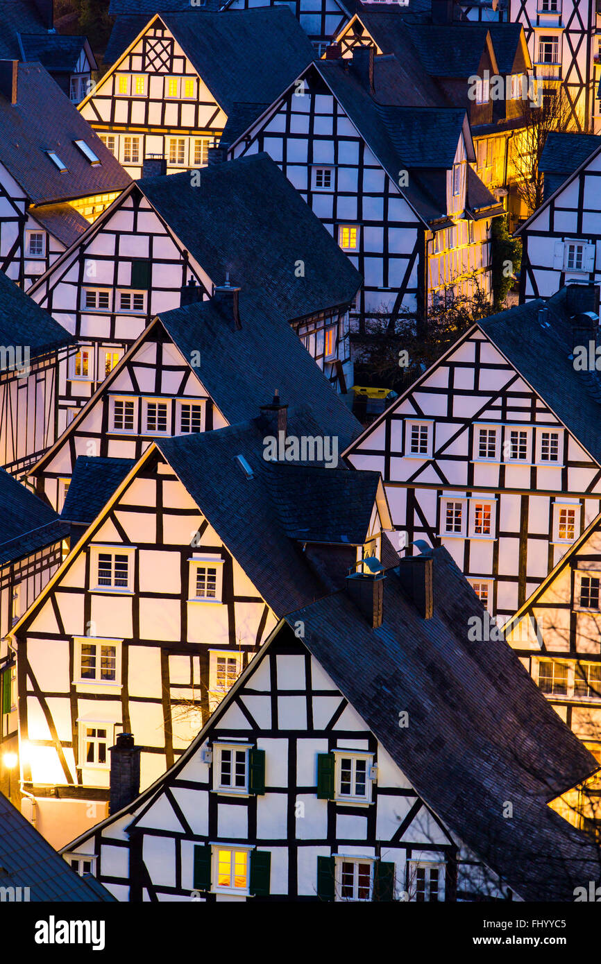 Historical old town, Tudor style houses, in Freudenberg, Germany ...