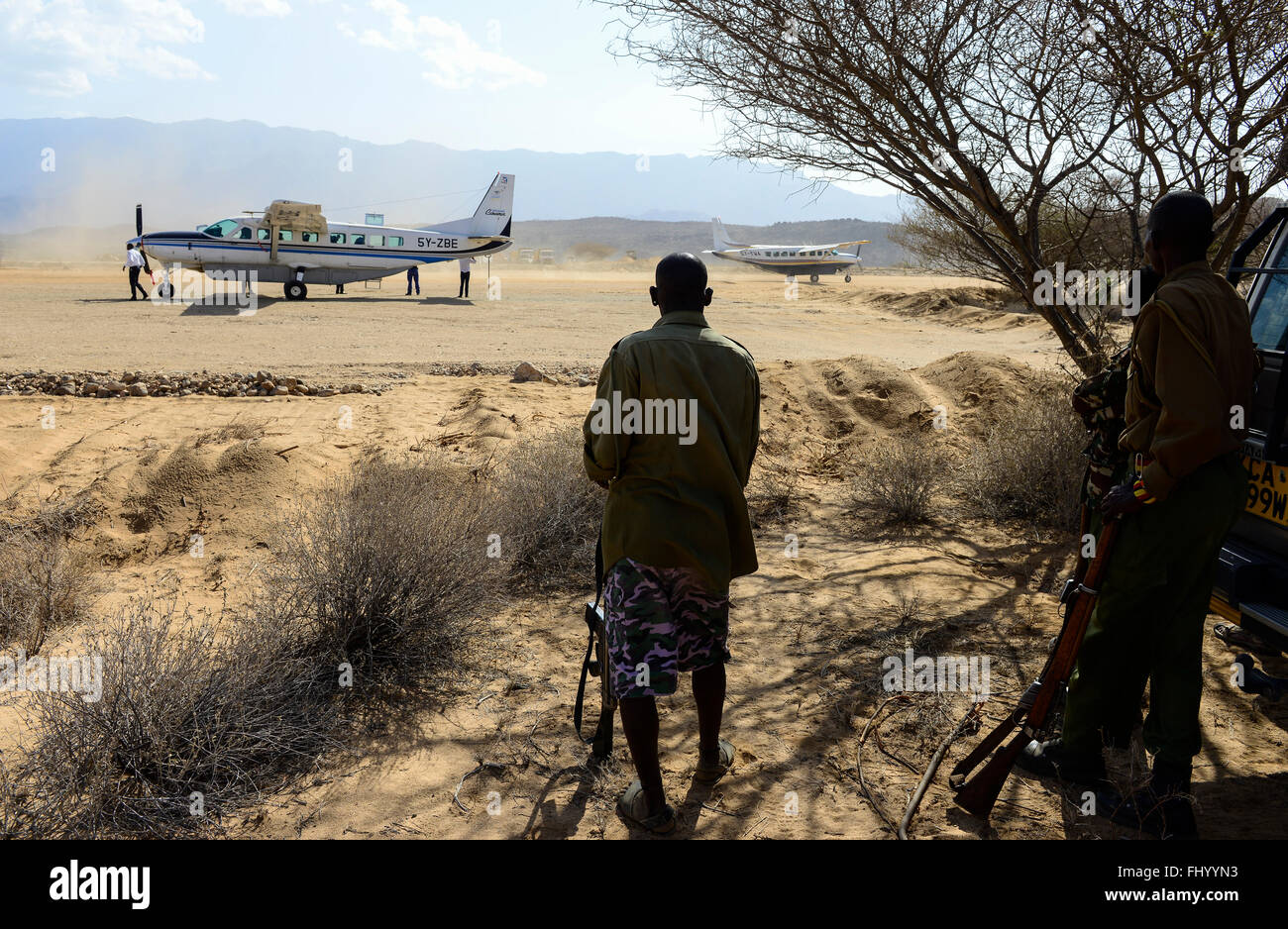 KENYA, Marsabit, airstrip of Lake Turkana Wind Power Project, Vestas ...
