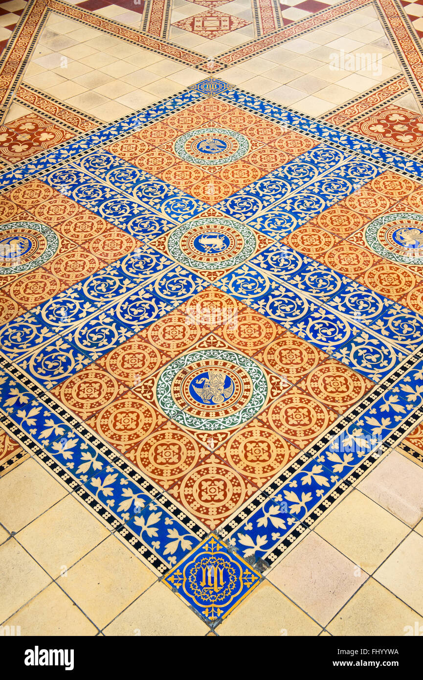 Wells Cathedral interior. Lady chapel Minton floor tiles. Somerset ...