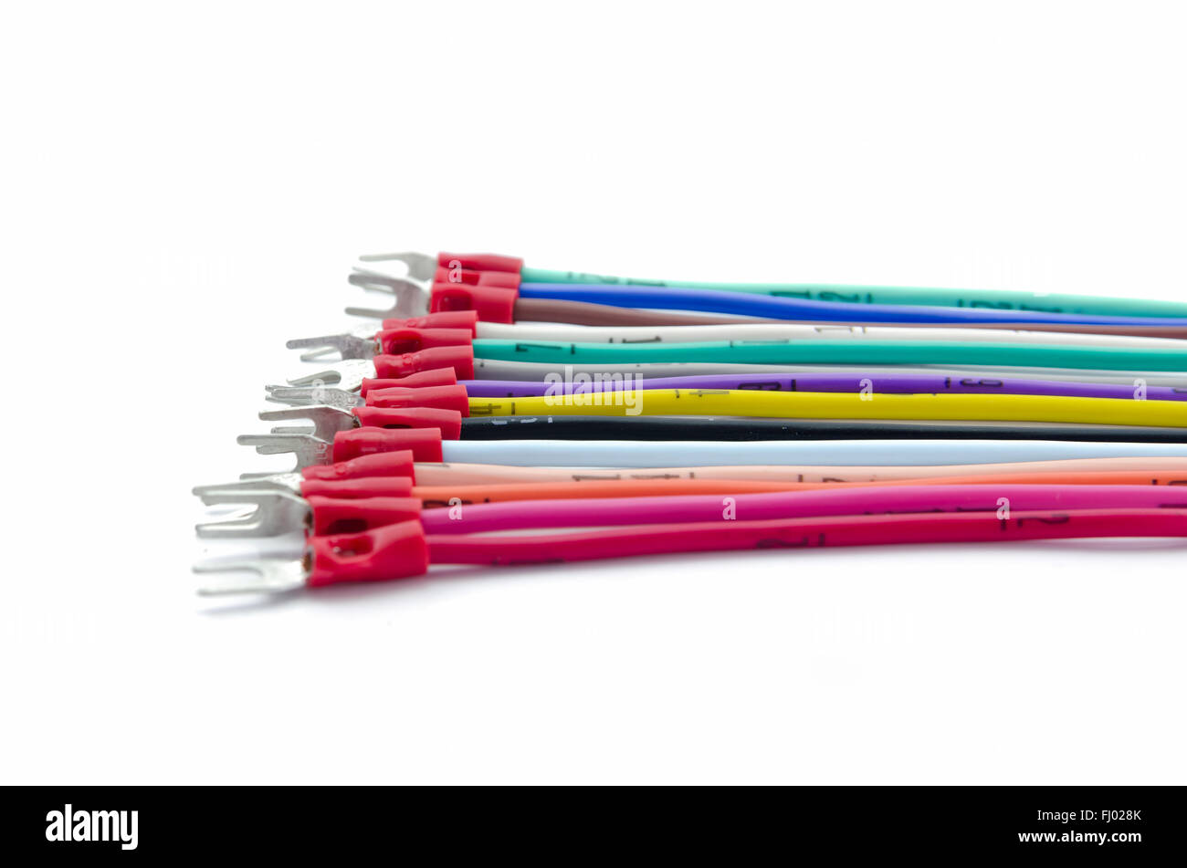 Multicolored electric - power cables on white background Stock Photo ...