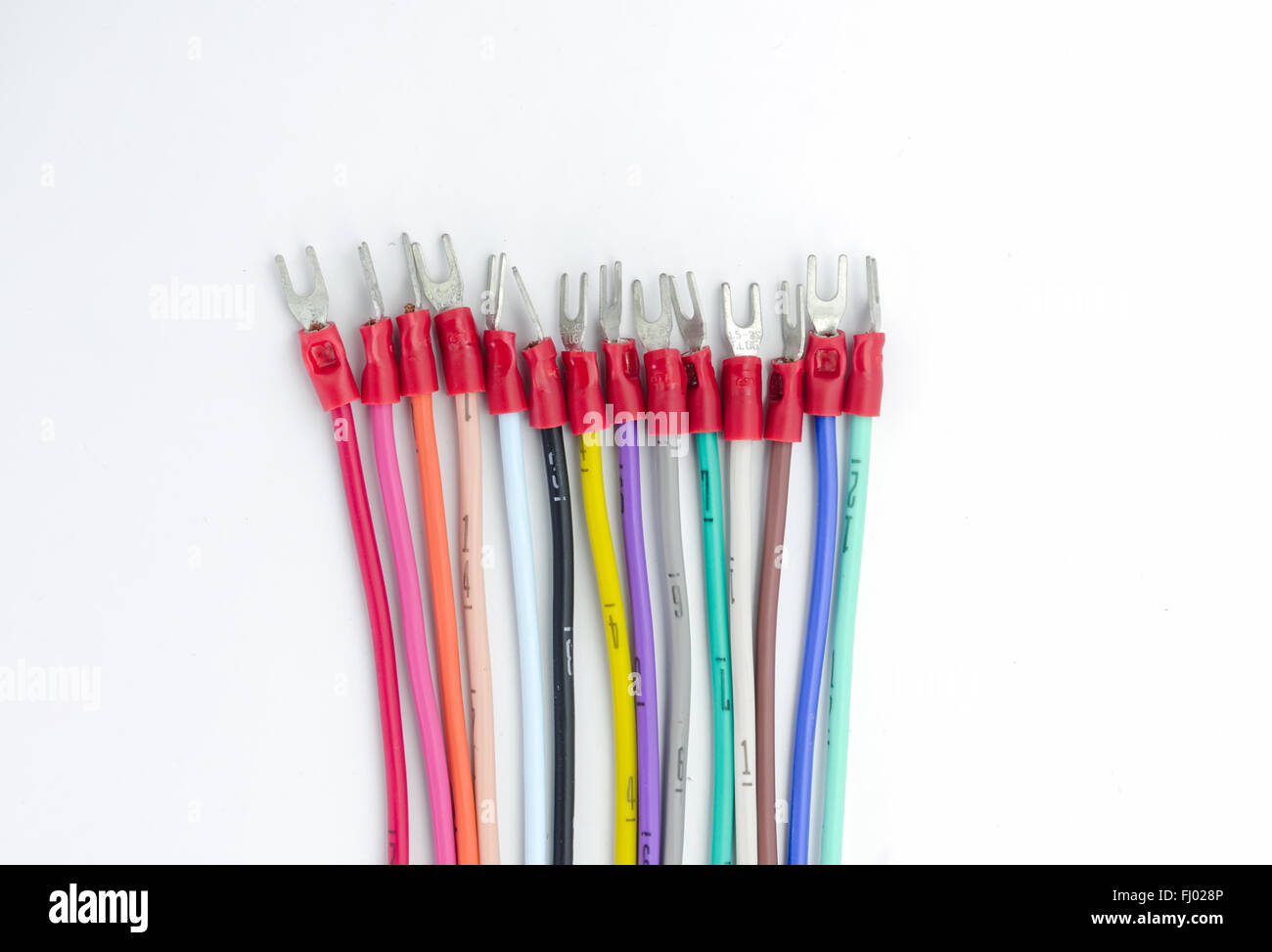 Multicolored electric - power cables on white background Stock Photo ...