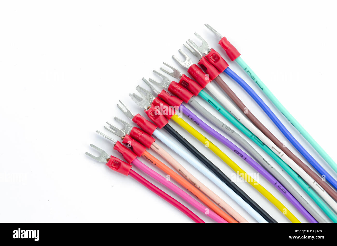 Multicolored electric - power cables on white background Stock Photo ...