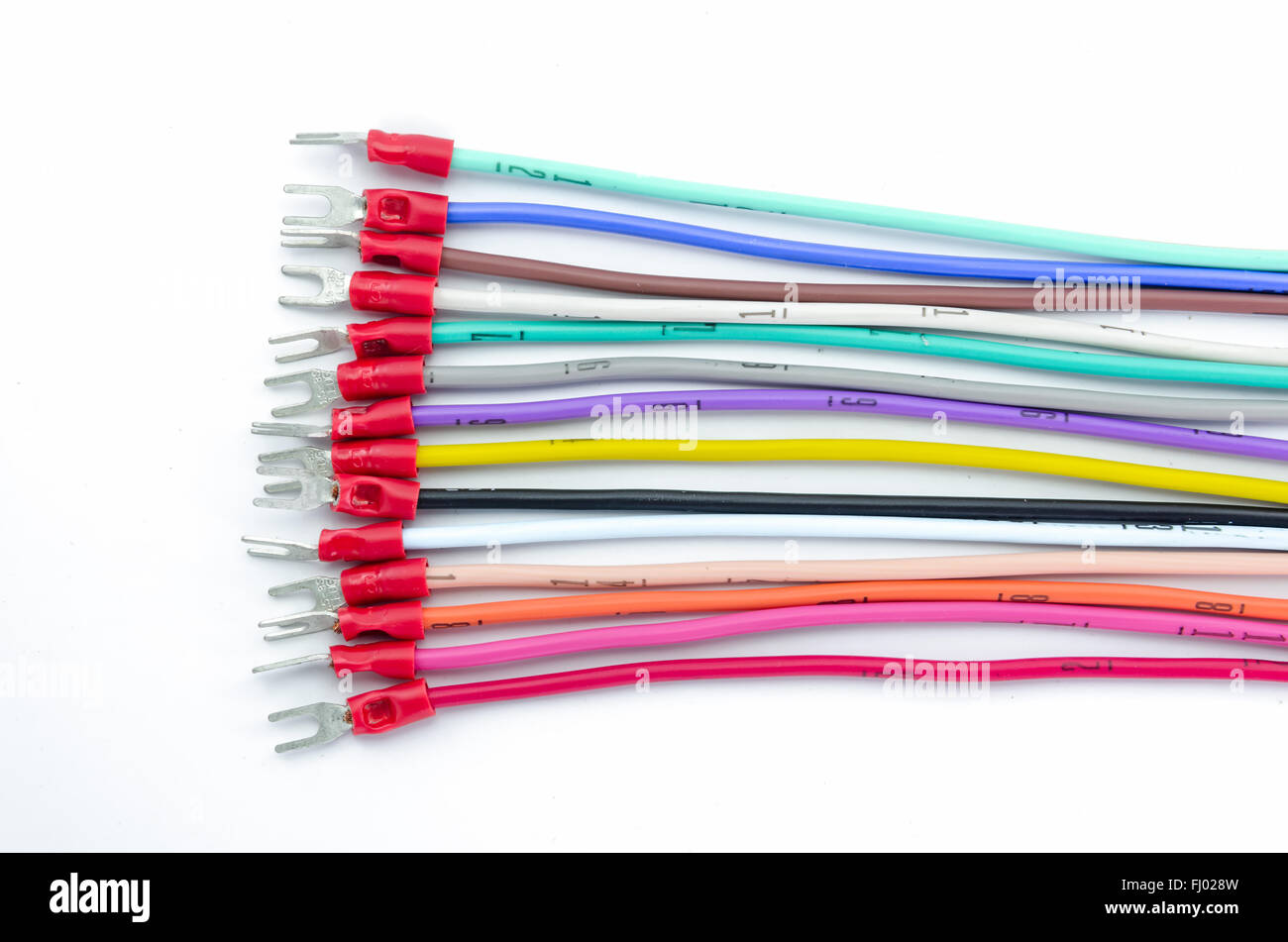 Multicolored electric - power cables on white background Stock Photo ...