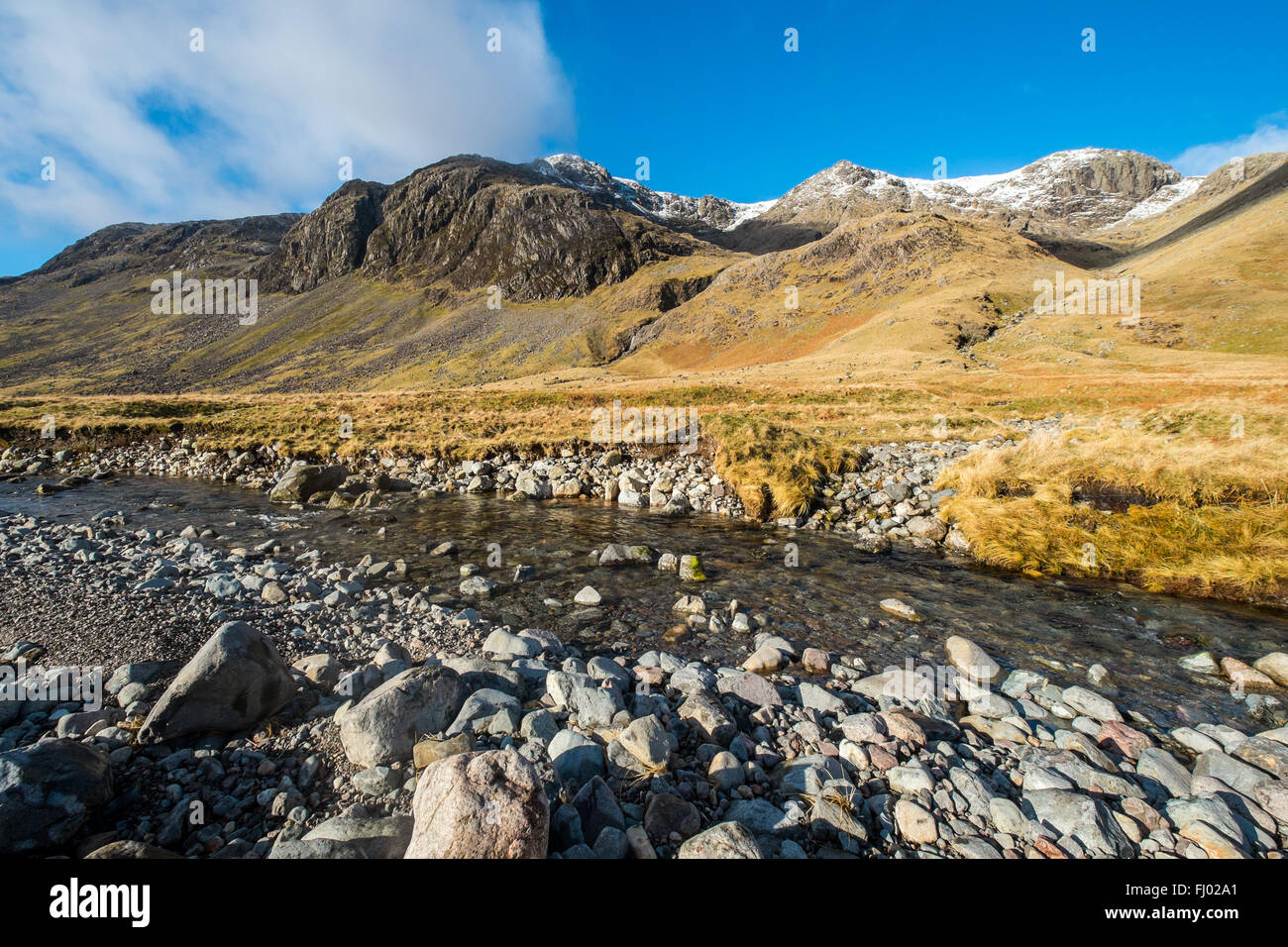 Great Moss and the Scafell massif in winter, the Upper Esk valley, Lake ...