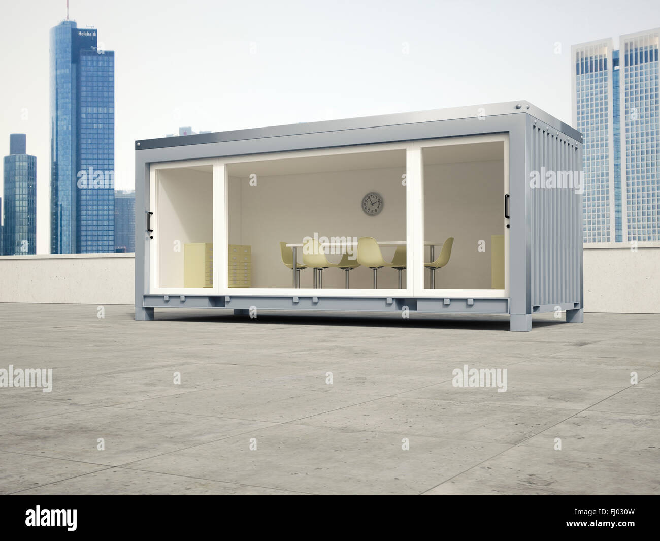Conference room in office container on rooftop Stock Photo - Alamy