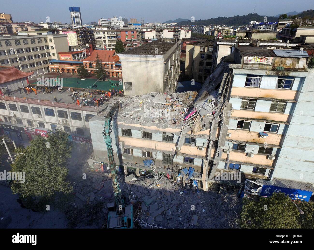 Pingxiang, China's Jiangxi Province. 27th Feb, 2016. Rescuers work at ...