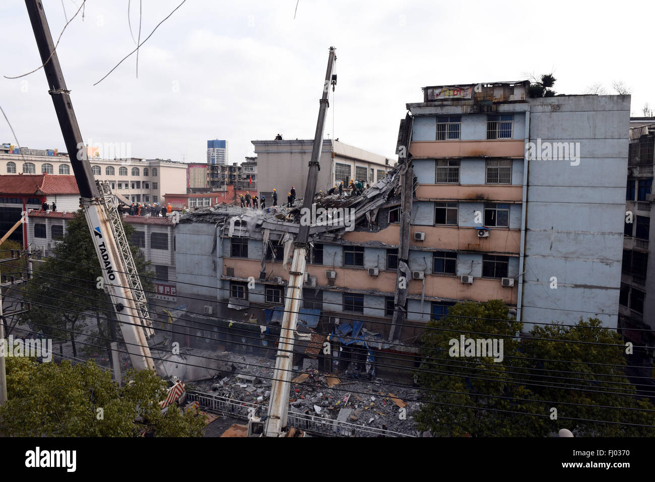 Pingxiang, China's Jiangxi Province. 27th Feb, 2016. Rescuers work at ...