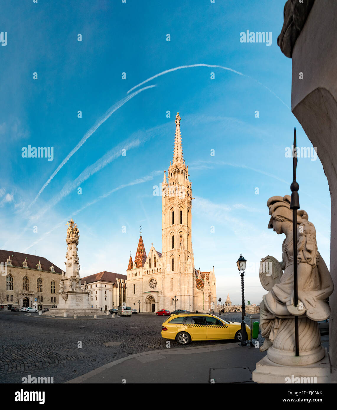 Old town architecture of Budapest. Buda temple church of Matthias. Buda ...