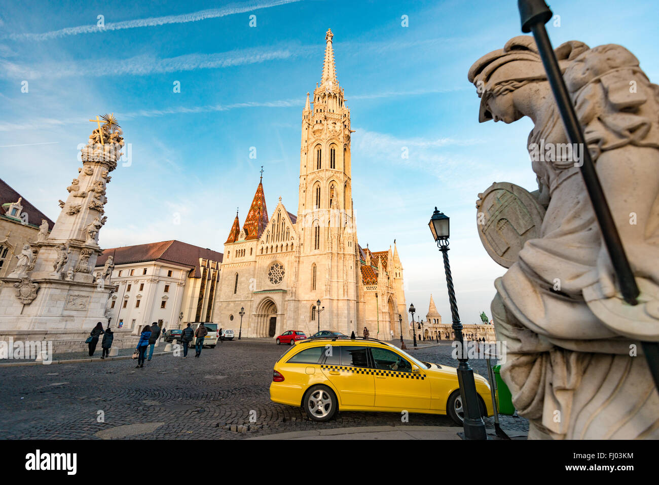 Old town architecture of Budapest. Buda temple church of Matthias. Buda ...