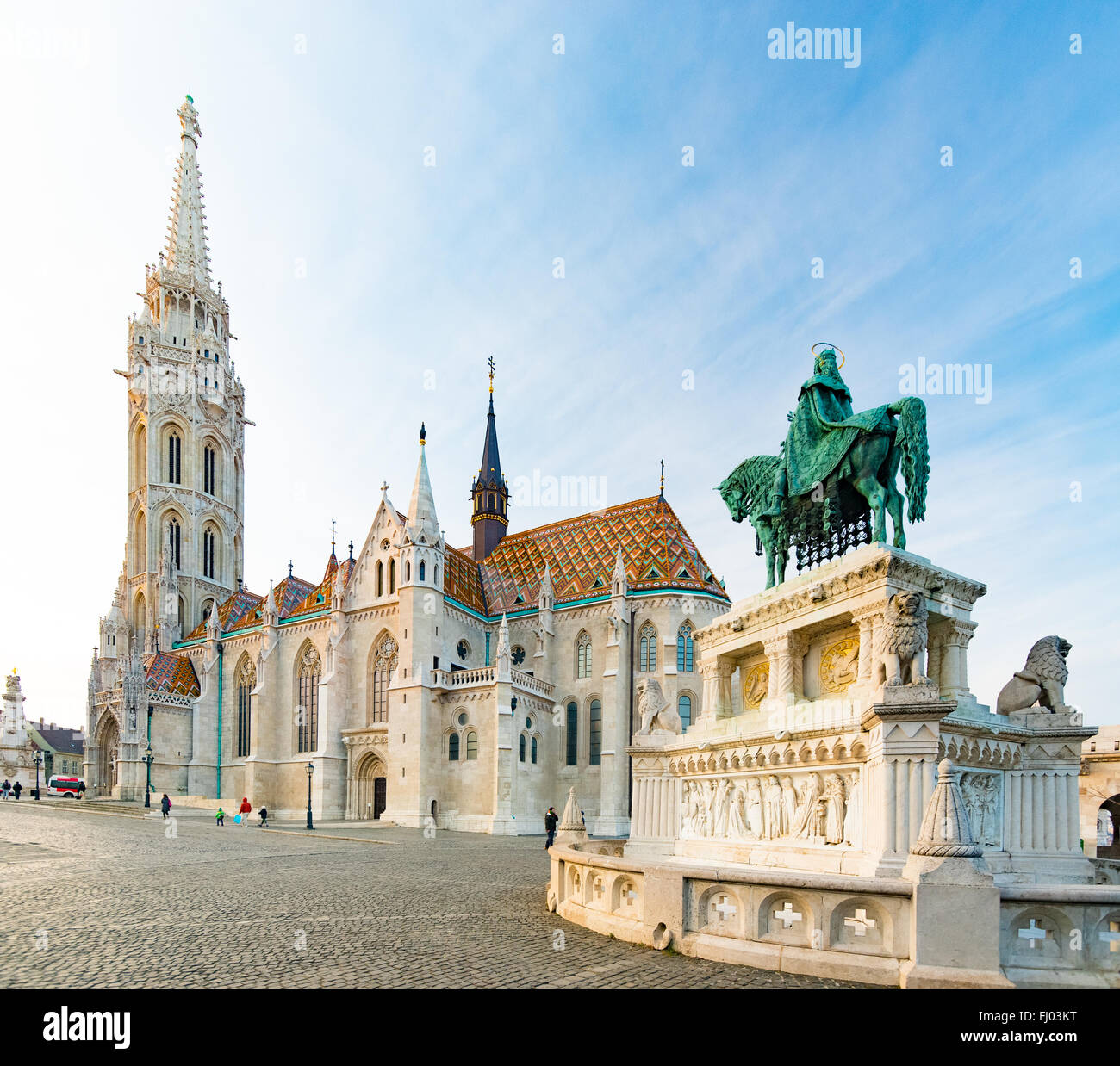 Old town architecture of Budapest. Buda temple church of Matthias. Buda ...