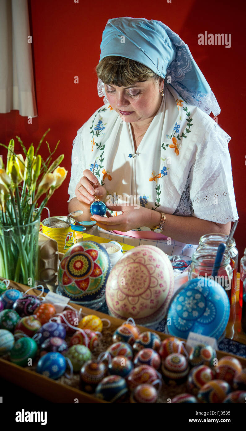 Luebbenau, Germany. 27th Feb, 2016. Martina Riedel in traditional ...