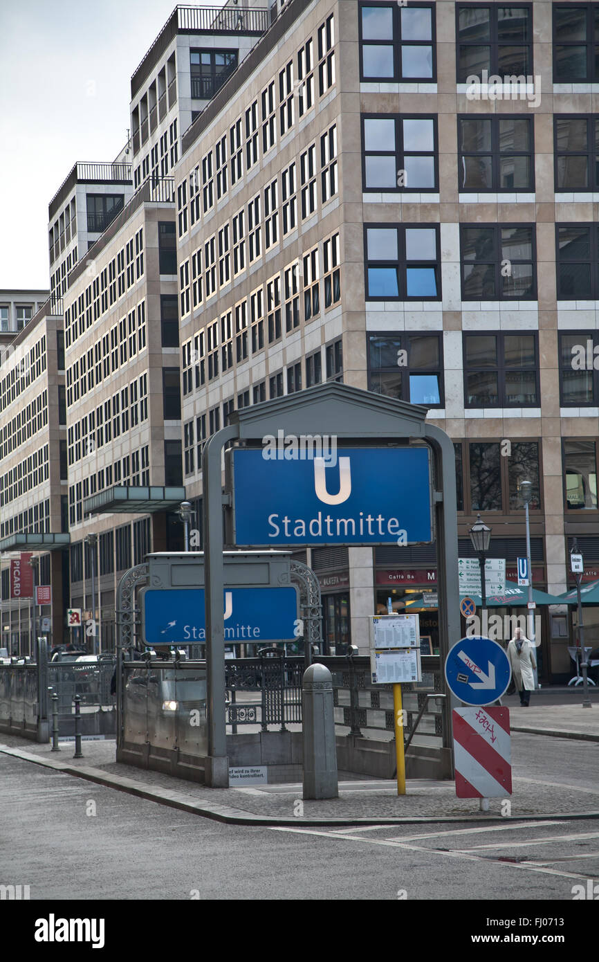 Entrance to the Stadtmitte underground station , Berlin, Germany Stock ...