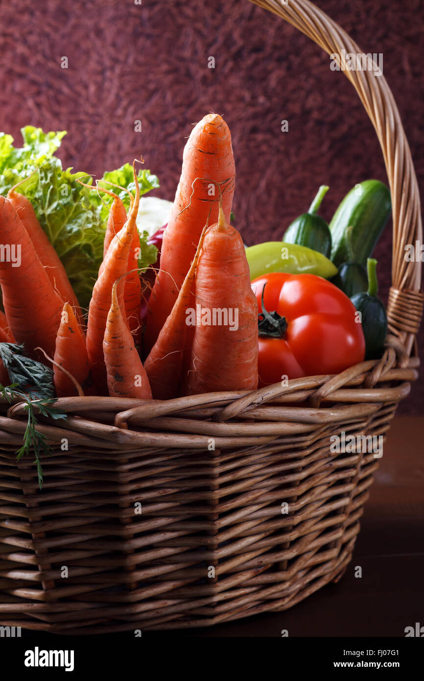 Basket With Fresh Organic Vegetables Stock Photo - Alamy