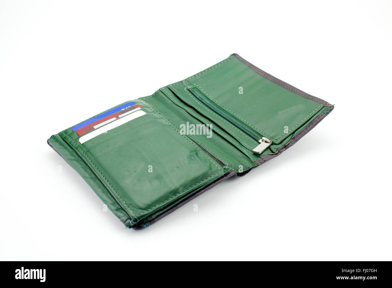 open green wallet isolated on white Stock Photo - Alamy