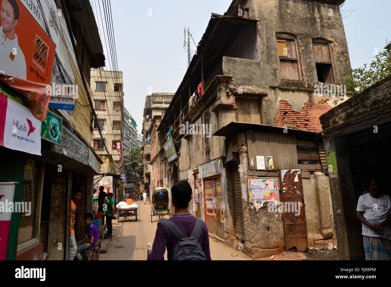 Peoples are walking on the street of old town in Dhaka city. Old town is one of the Heritage ...