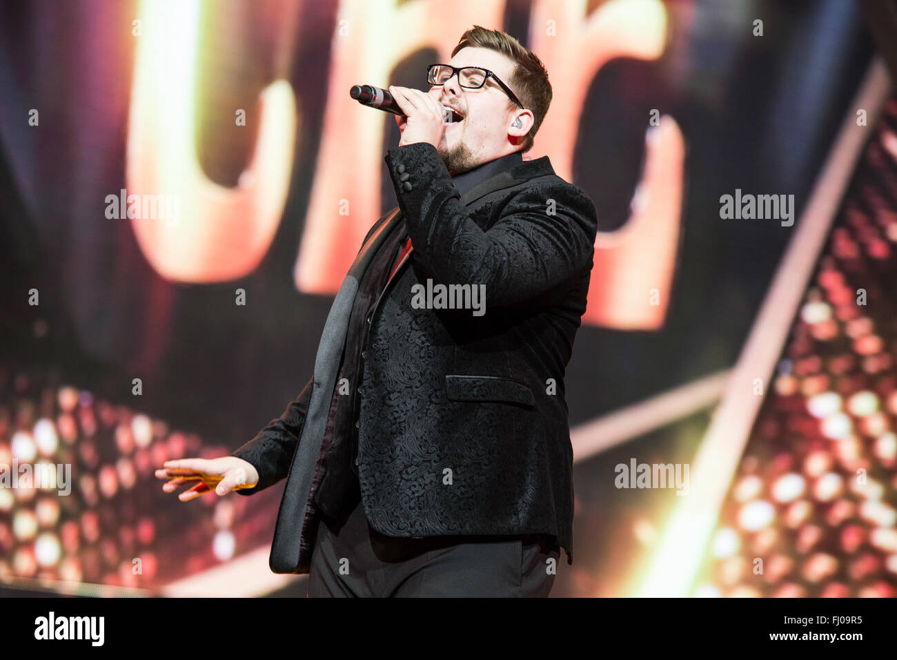Leeds, UK. 26th Feb, 2016. X Factor contestant, Che Chesterman ...