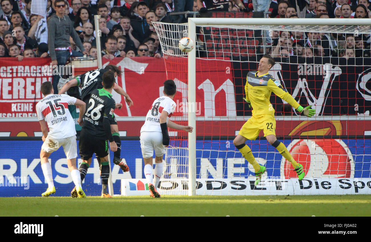 Stuttgart, Germany. 27th Feb, 2016. Hannover's Christian Schulz (2.f.l ...