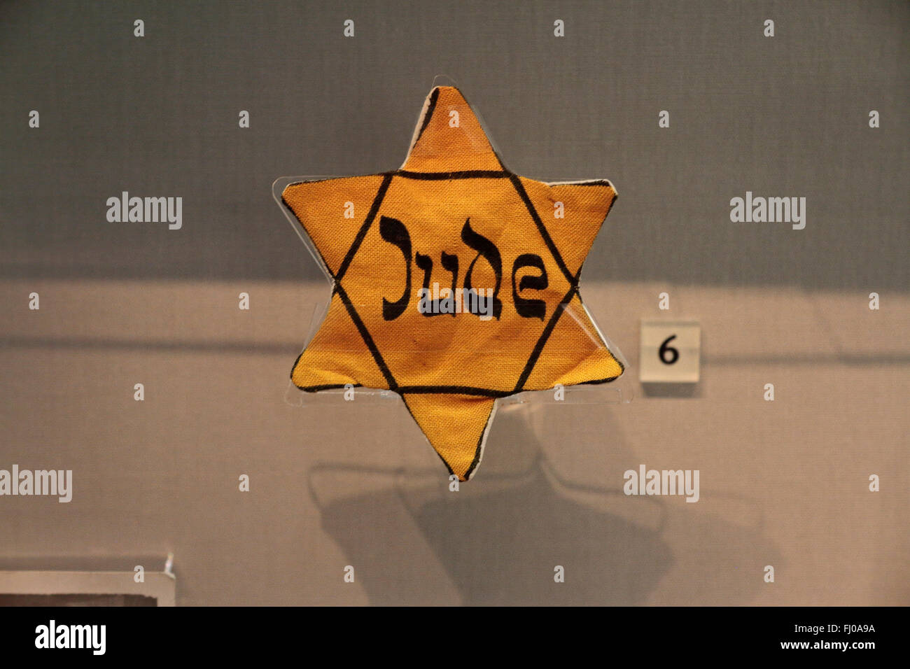 A WWII "Jude" (Jewish) star on display in the Imperial War Museum North ...