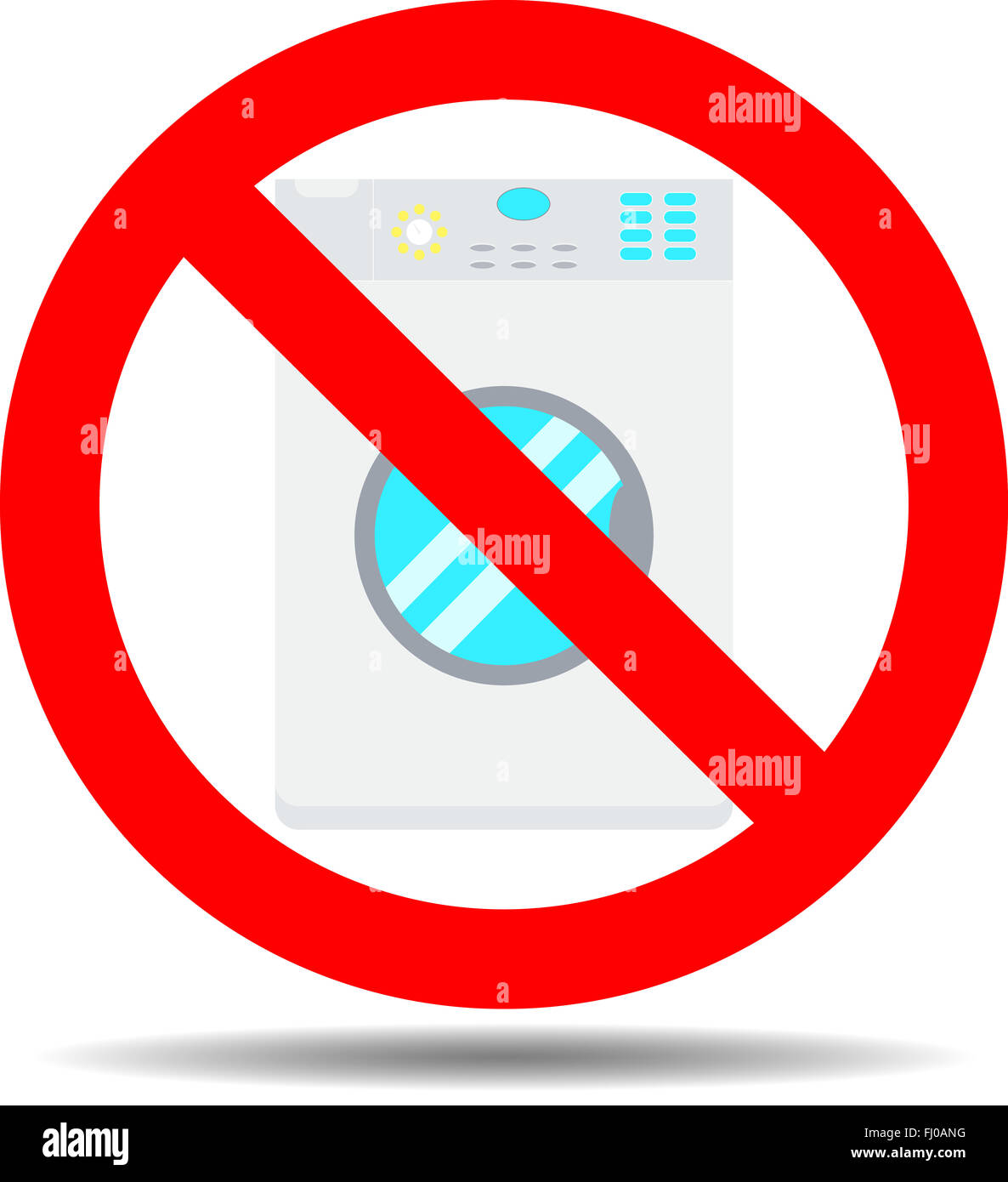 Ban wash machine. Ban laundry housework, appliance washer ban. Vector ...