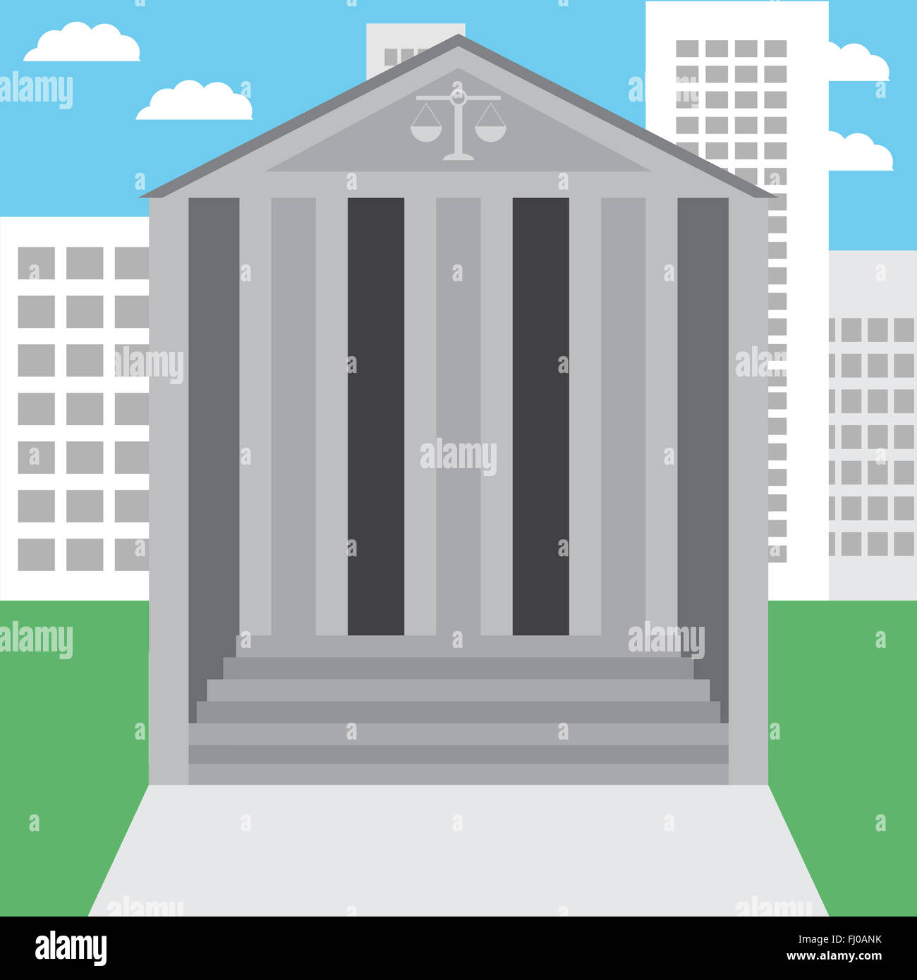 Courthouse in the city. Courtroom and court, law and courthouse steps ...