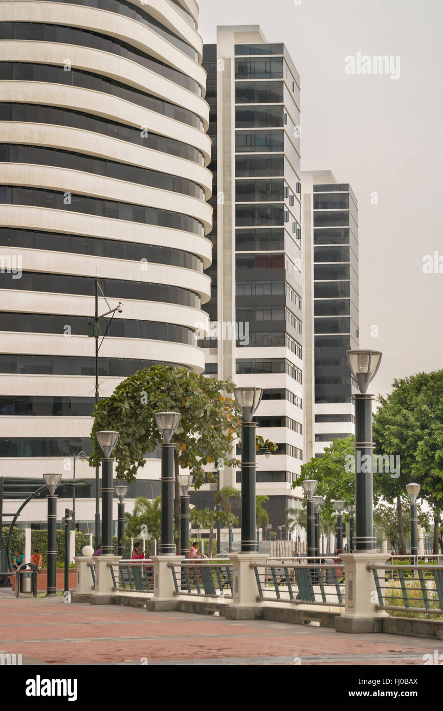 GUAYAQUIL, ECUADOR, OCTOBER - 2015 - Modern buildings and boradwalk at ...