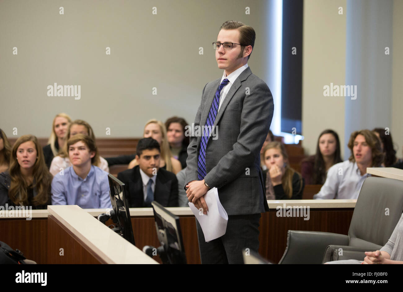 Male teen posing as prosecuting attorney participates in mock trial for ...