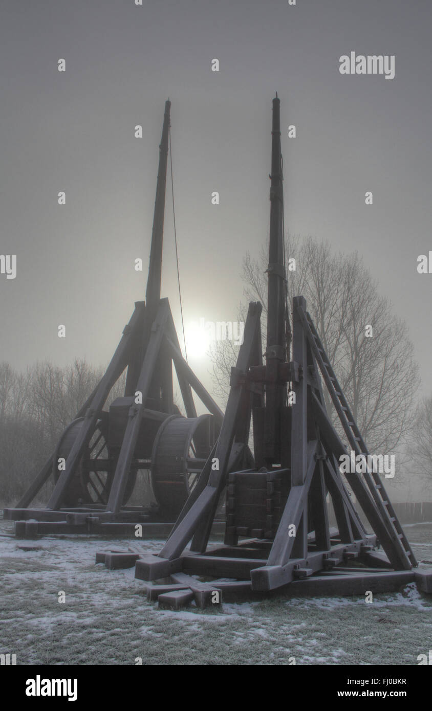 Medieval Village - Trebuchets Stock Photo - Alamy