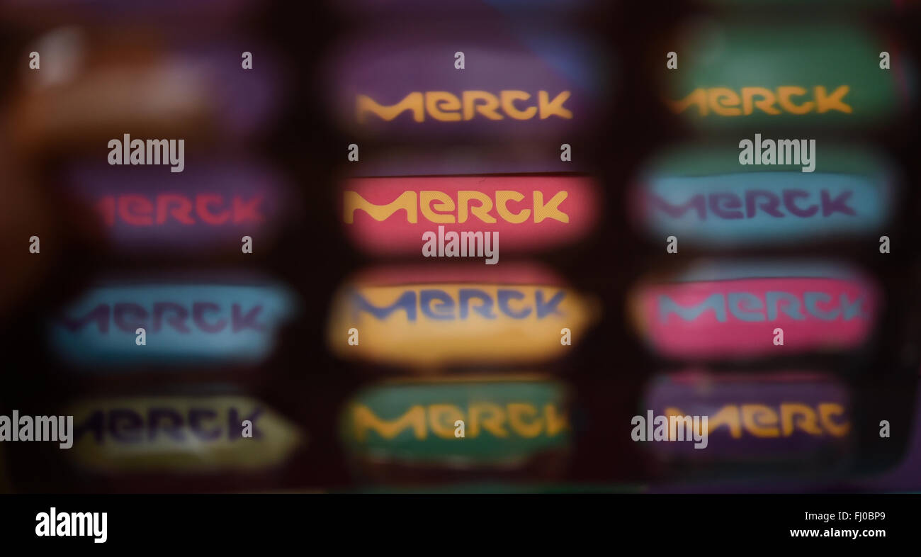 ILLUSTRATION - Merck logos featuring its new corporate design in ...