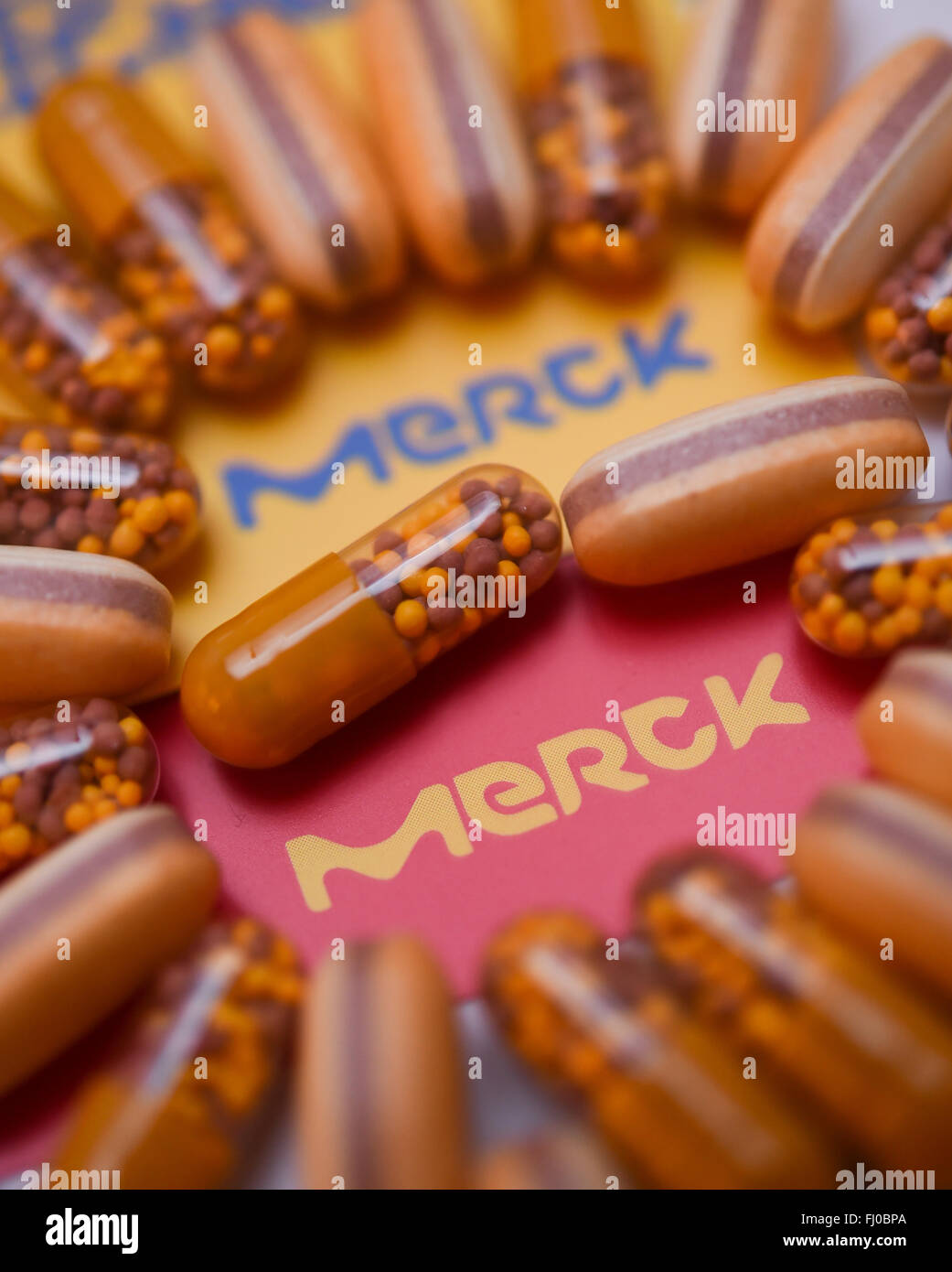 ILLUSTRATION - Nutritional supplement tablets have been placed around a ...