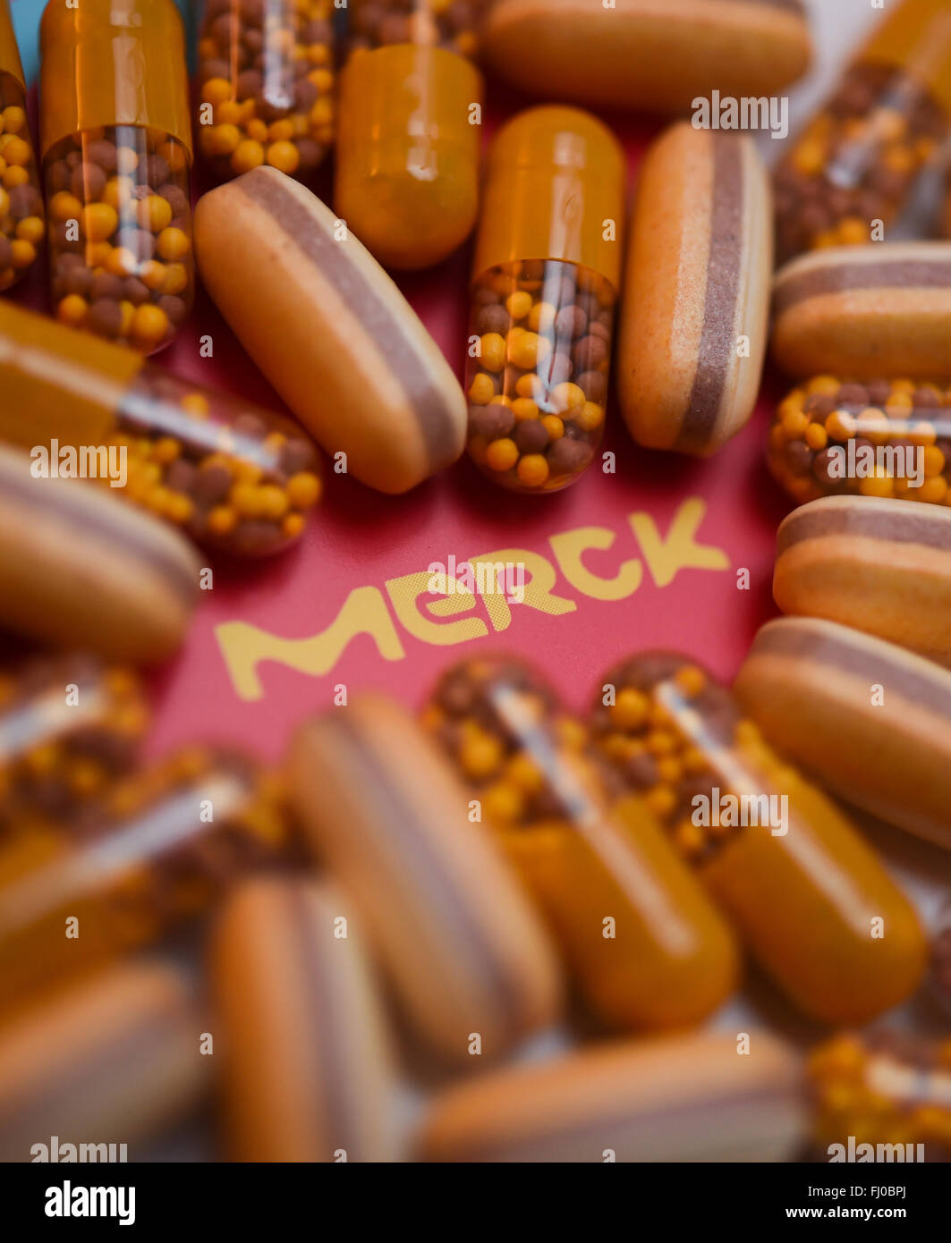 ILLUSTRATION - Nutritional supplement tablets have been placed around a ...