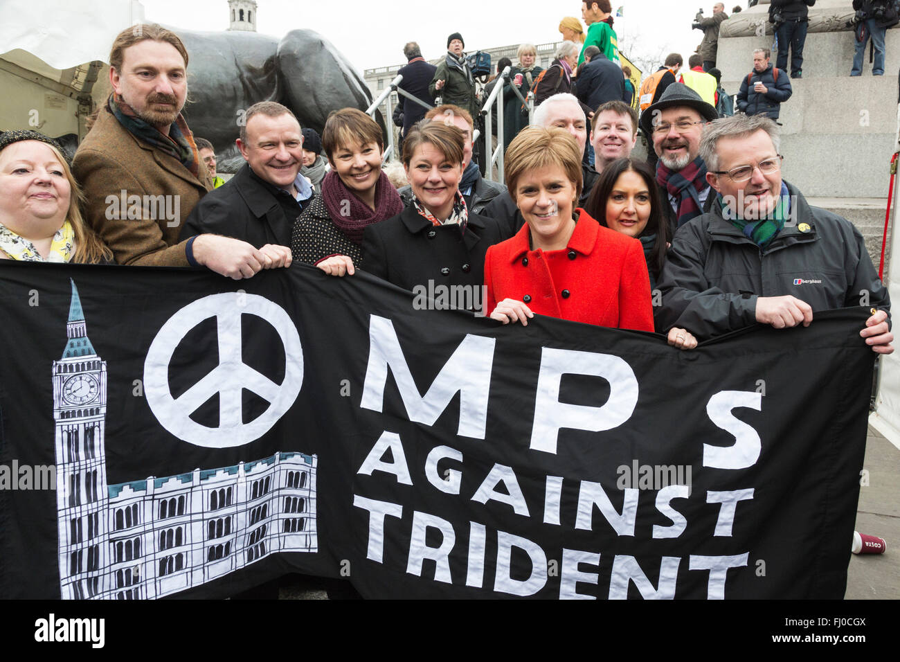 London, UK. 27 February 2016. MPs against Trident with Caroline Lucas ...