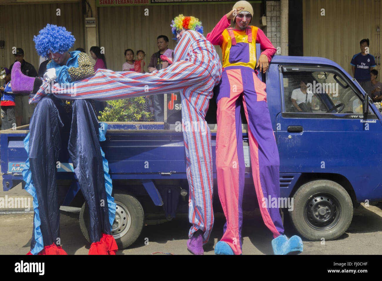 West Jakarta, Indonesia. 21st Feb, 2016. Three clown carnival ...