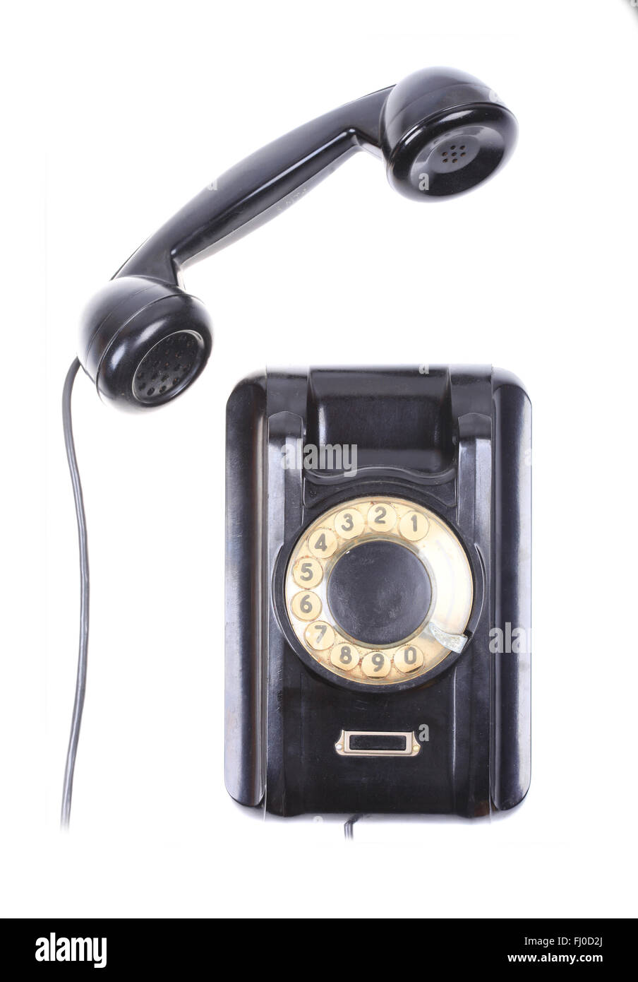 old rotary phone concept isolated on white Stock Photo - Alamy