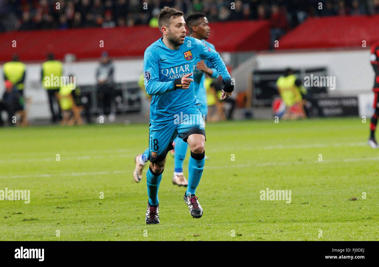 Jordi Alba during the champion league match Bayer Leverkusen - FC ...