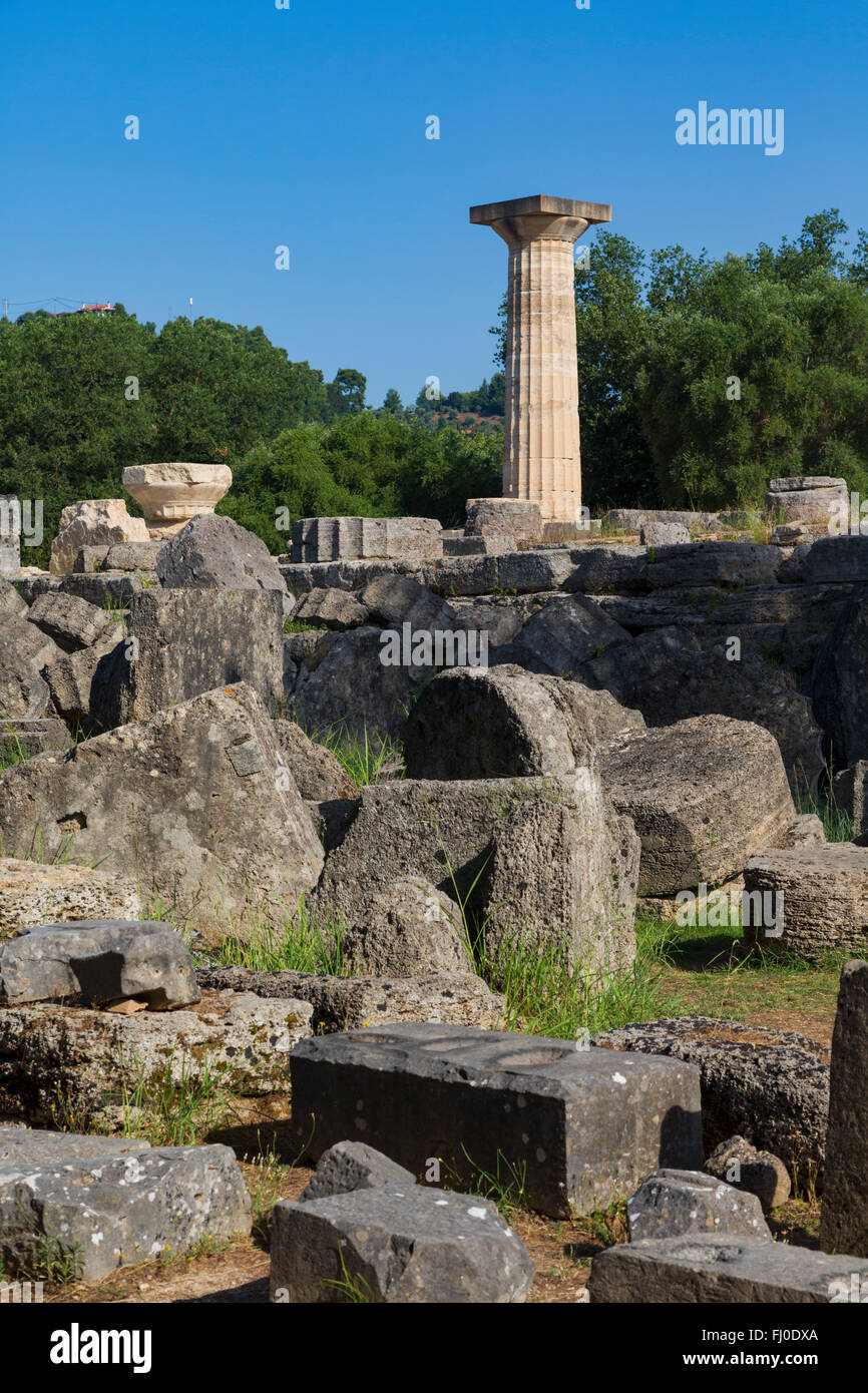Olympia, Peloponnese, Greece. Ancient Olympia. Ruins of the 5th century ...