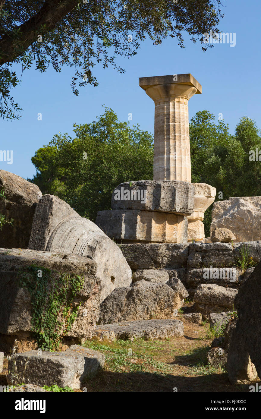 Olympia, Peloponnese, Greece. Ancient Olympia. Ruins of the 5th century ...