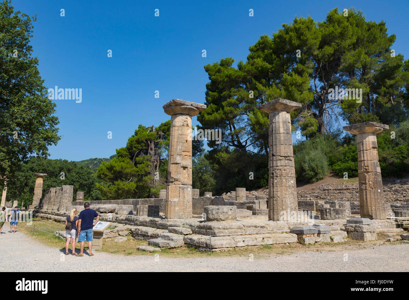 Olympia, Peloponnese, Greece. Ancient Olympia. Remains of the Temple of ...