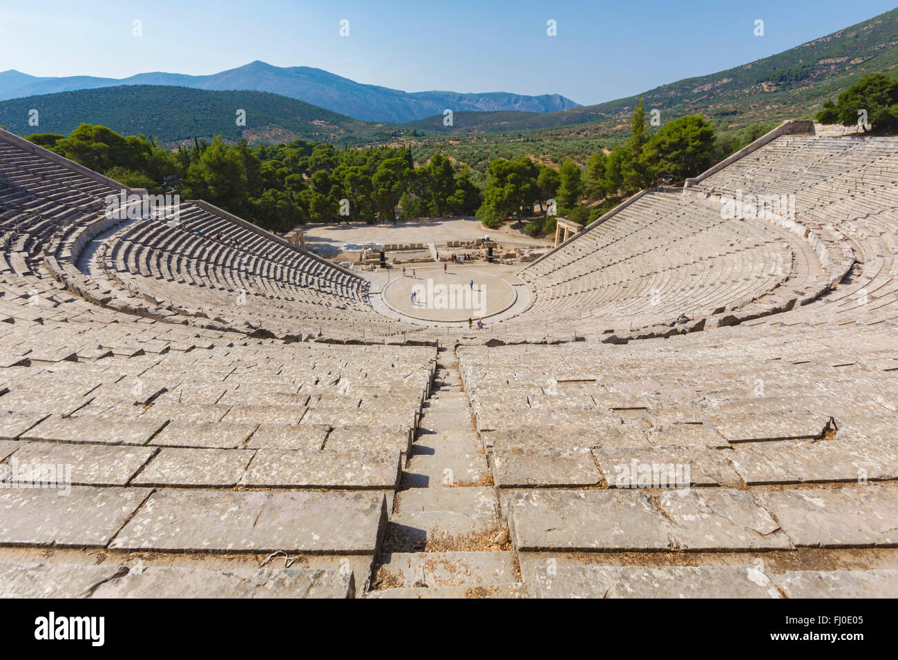 Epidaurus, Argolis, Peloponnese, Greece. The 4th century BC, 4,000 seat ...