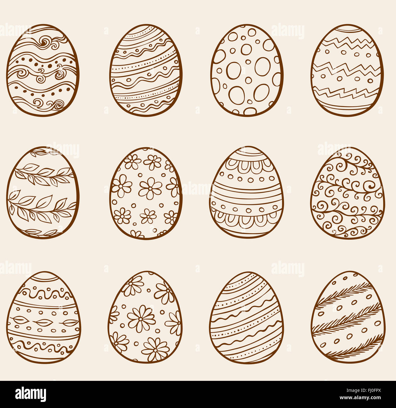 Set of hand drawn doodle Easter eggs Stock Photo - Alamy