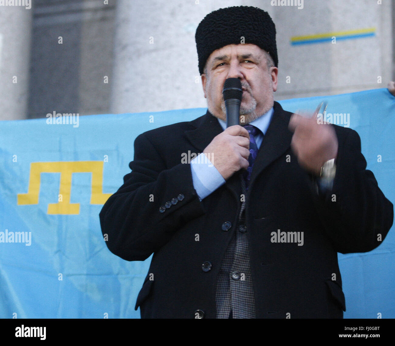 Chairman of World Congress of Crimean Tatars Refat Chubarov delivers a ...
