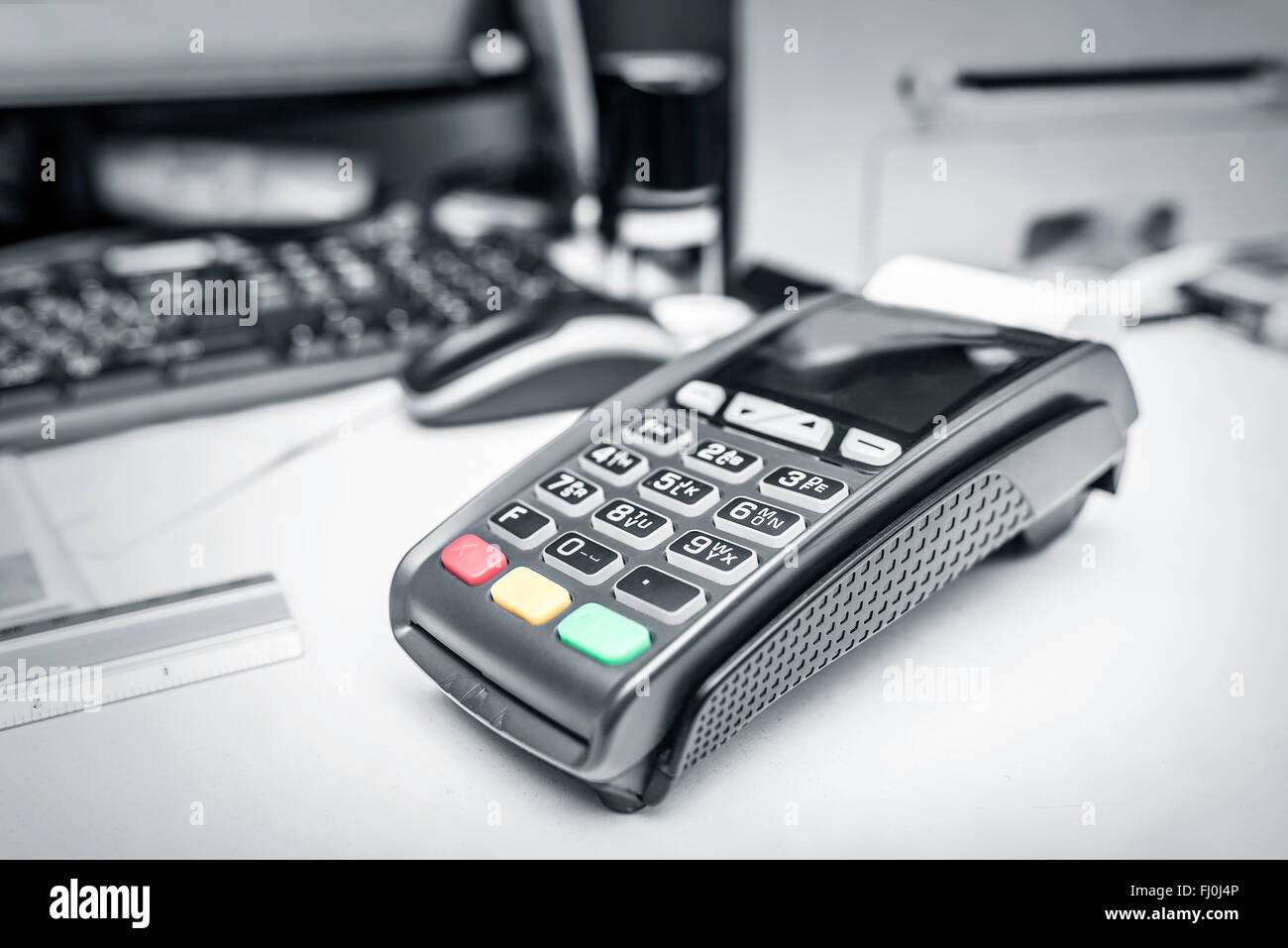 Bank terminal and payment card Stock Photo - Alamy