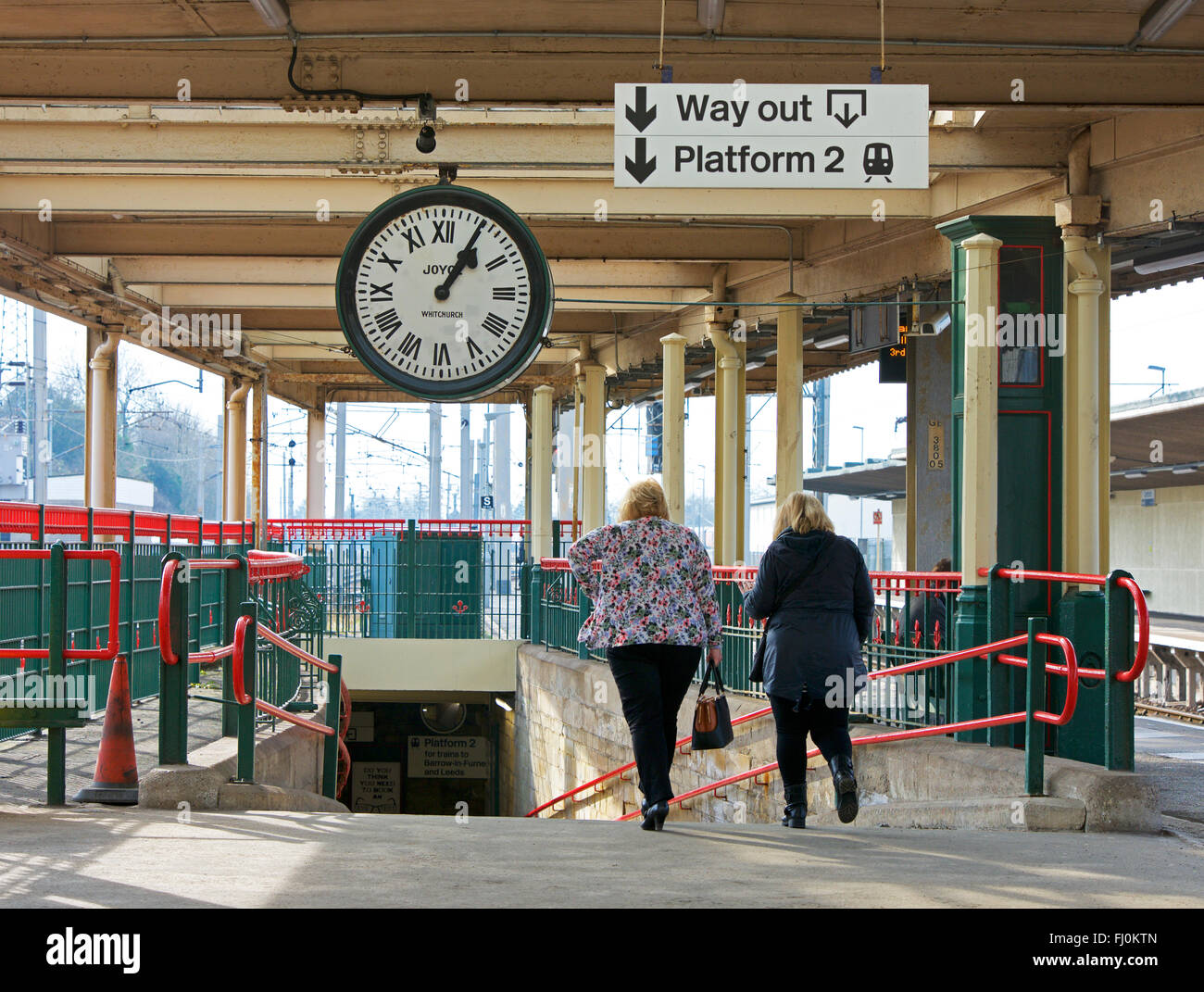 The clock at Carnforth railway station, Lancashire, England UK Stock ...