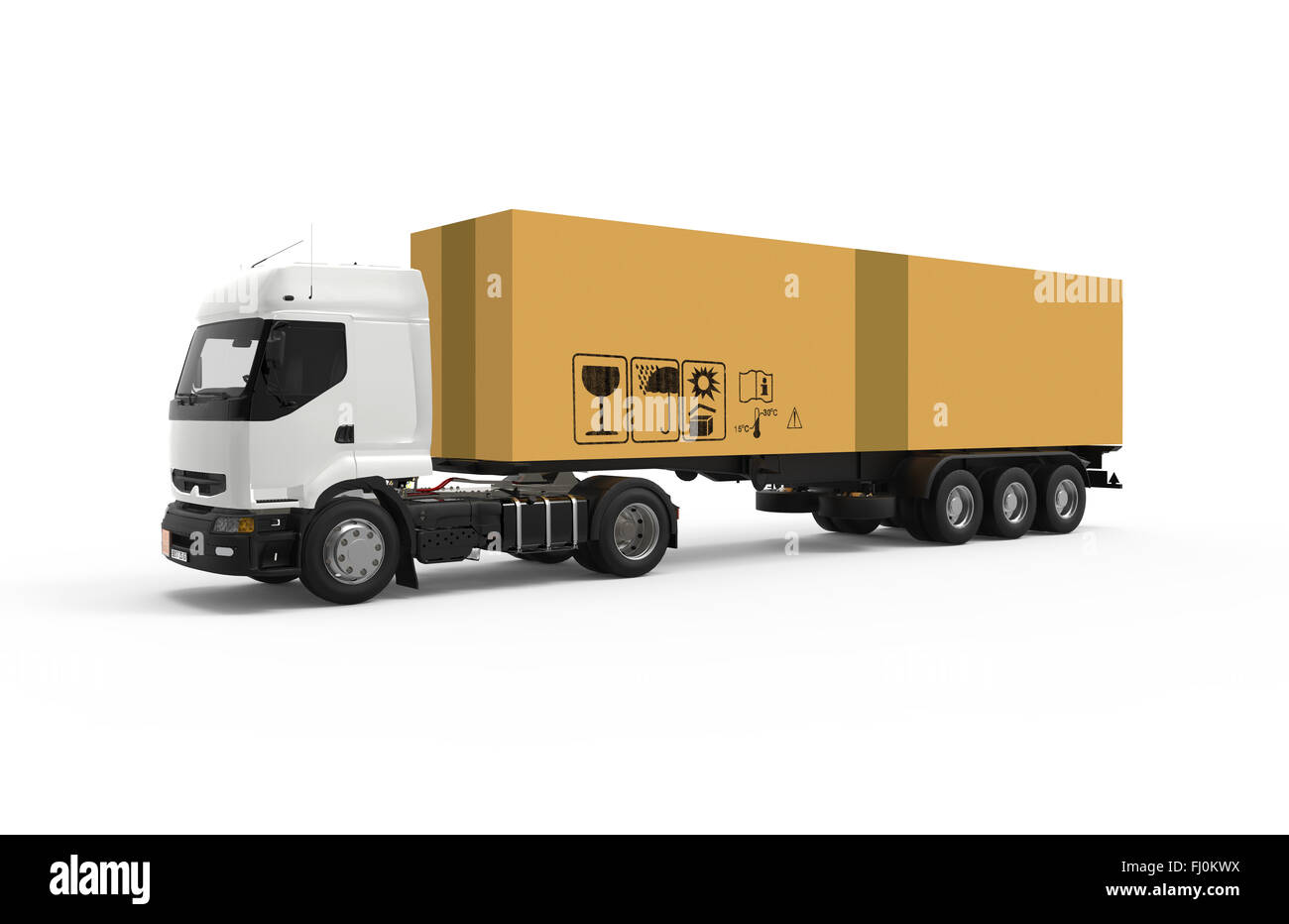 Truck transport a big cardboard box isolated Stock Photo - Alamy