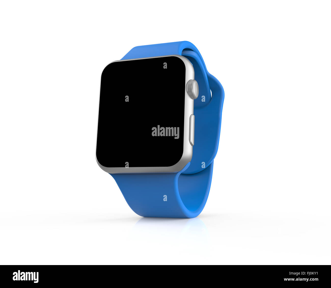 Blue generic smart watch isolated on a white background Stock Photo - Alamy
