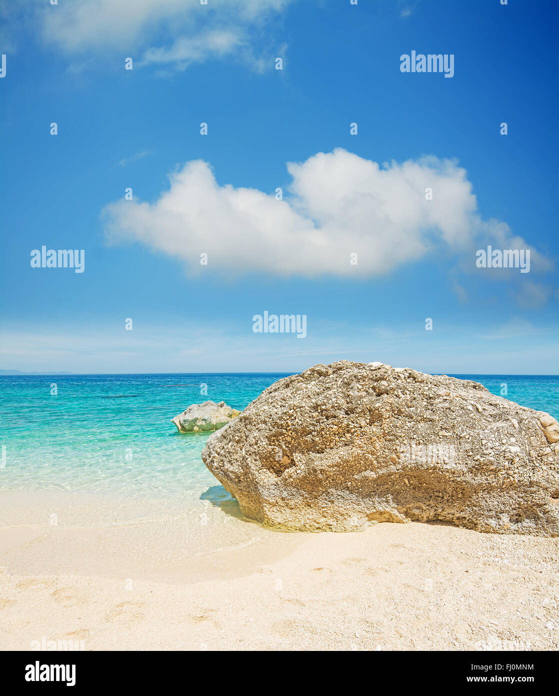 white sand, turquoise sea and rocks in Cala Mariolu, Sardinia Stock ...
